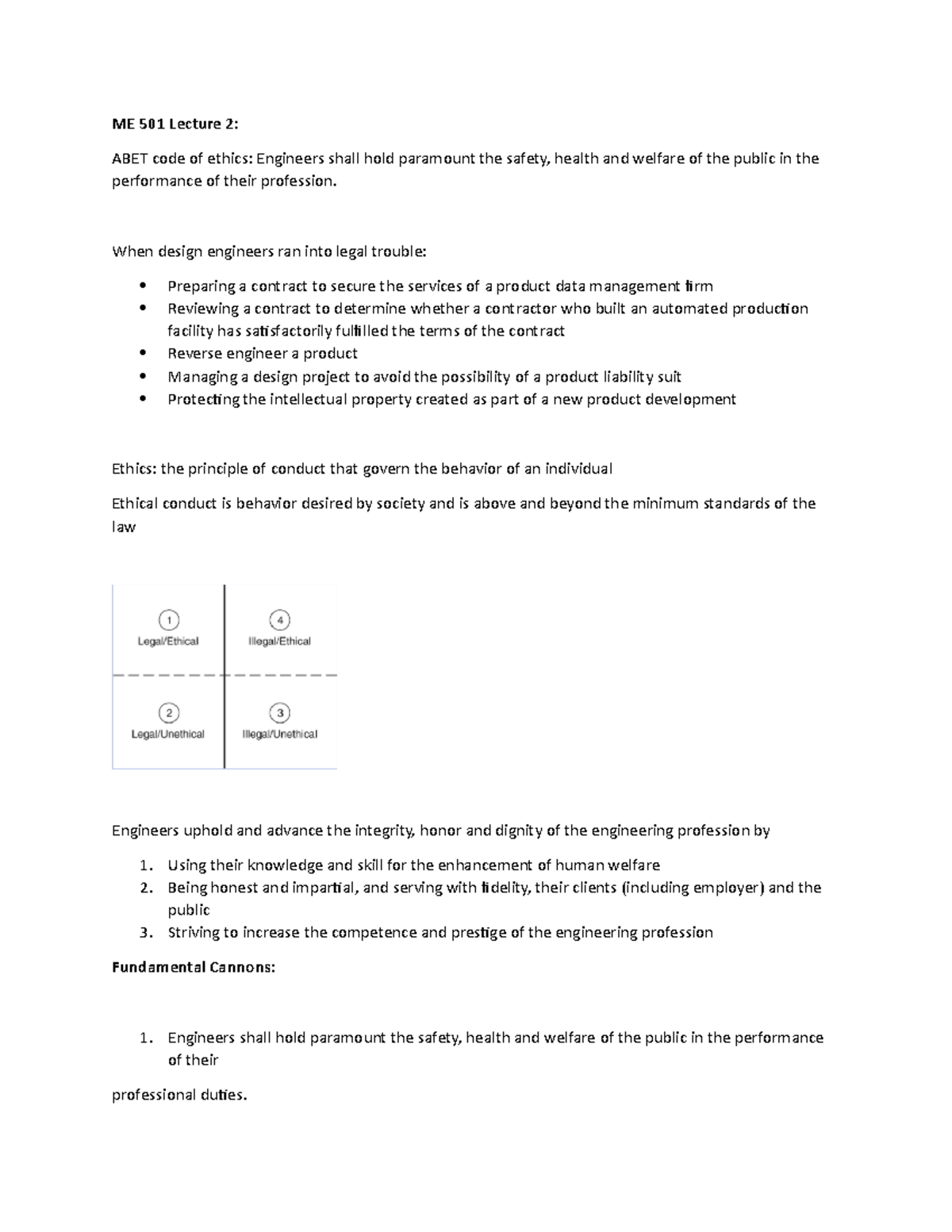 Me 501 Lecture 2 Me 501 Lecture 2 Abet Code Of Ethics Engineers Shall Hold Paramount The 
