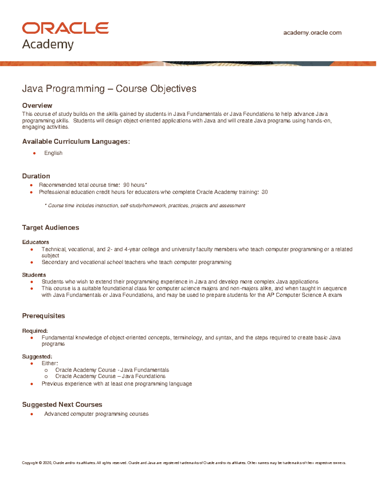 JP Course Objectives - Estructura de Datos - Copyright © 2020, Oracle ...