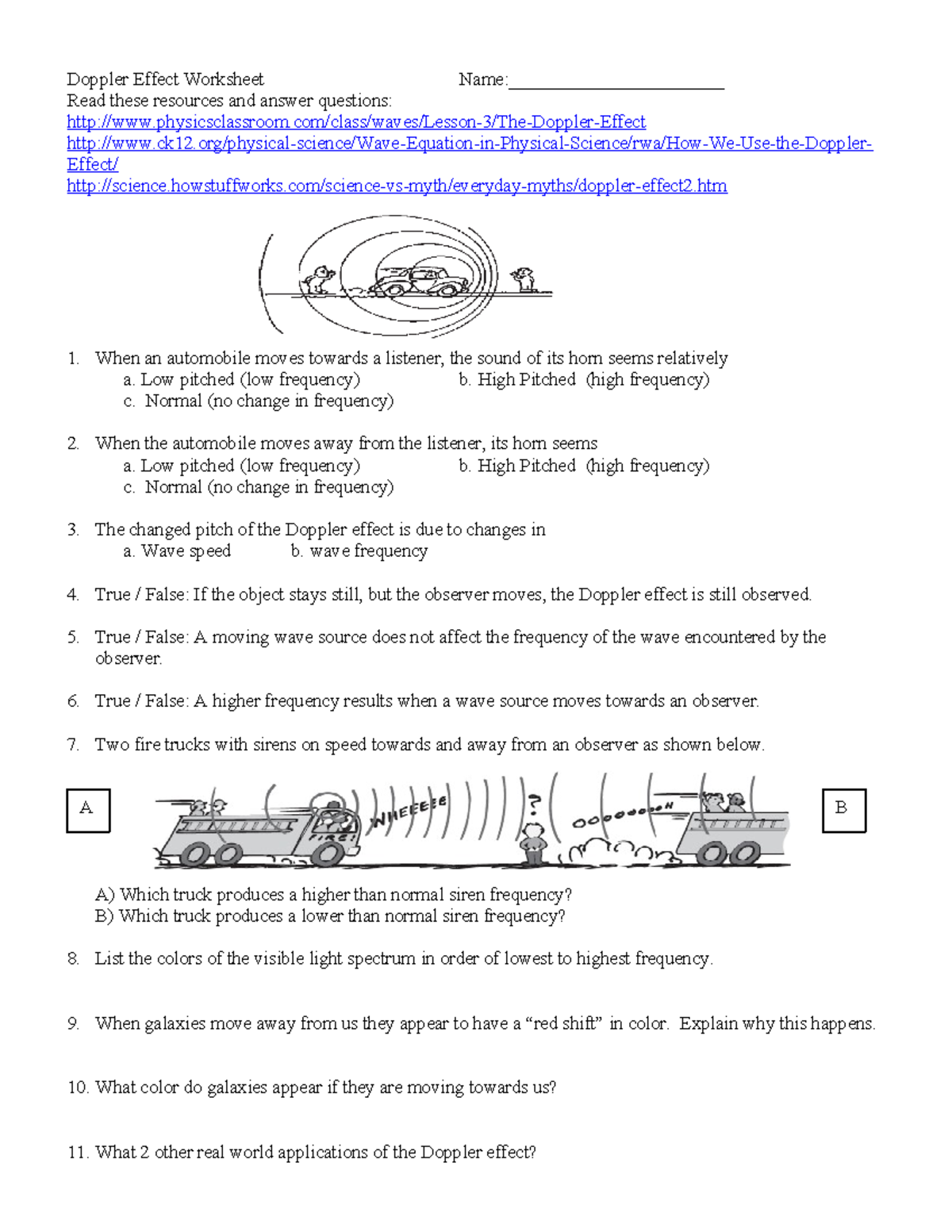 Doppler effect ws 2-20-15 1 - Doppler Effect Worksheet Name ...