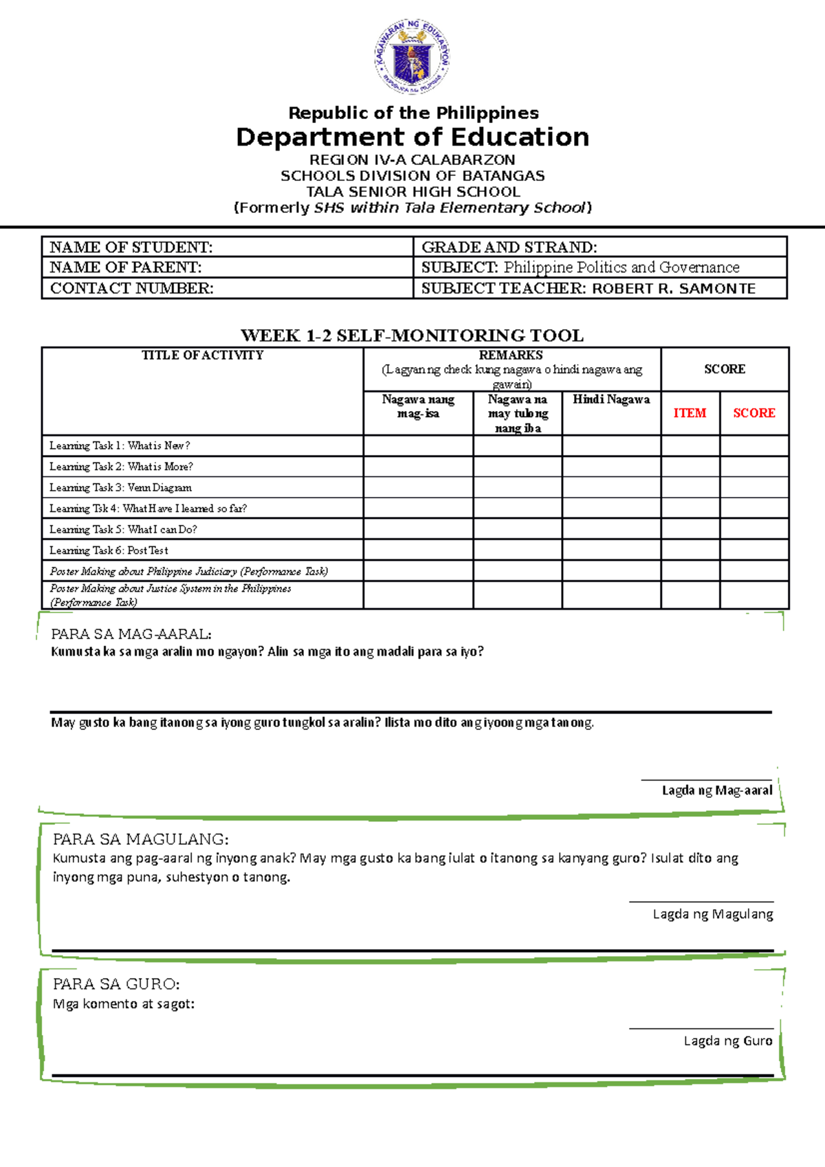 W1-2 Learning Activity Sheets - Republic of the Philippines Department ...