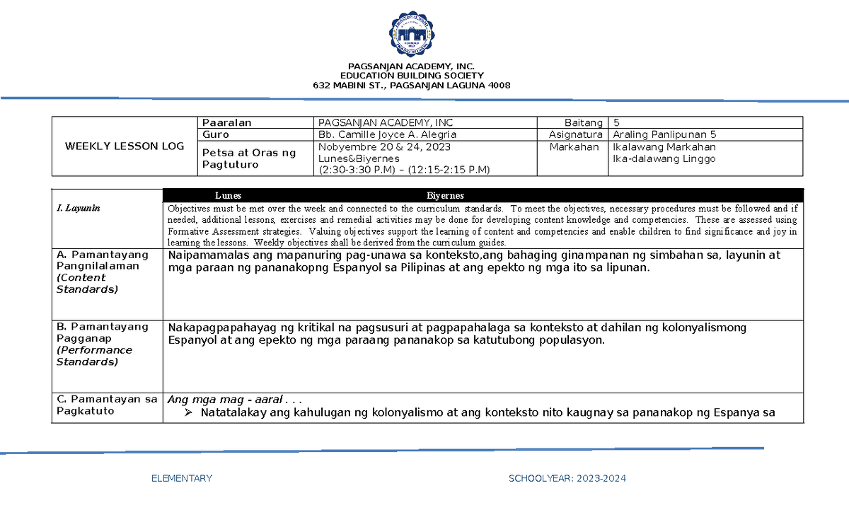 WLL-AP5 Q2 WEEK 2 - AP 5 - PAGSANJAN ACADEMY, INC. EDUCATION BUILDING ...