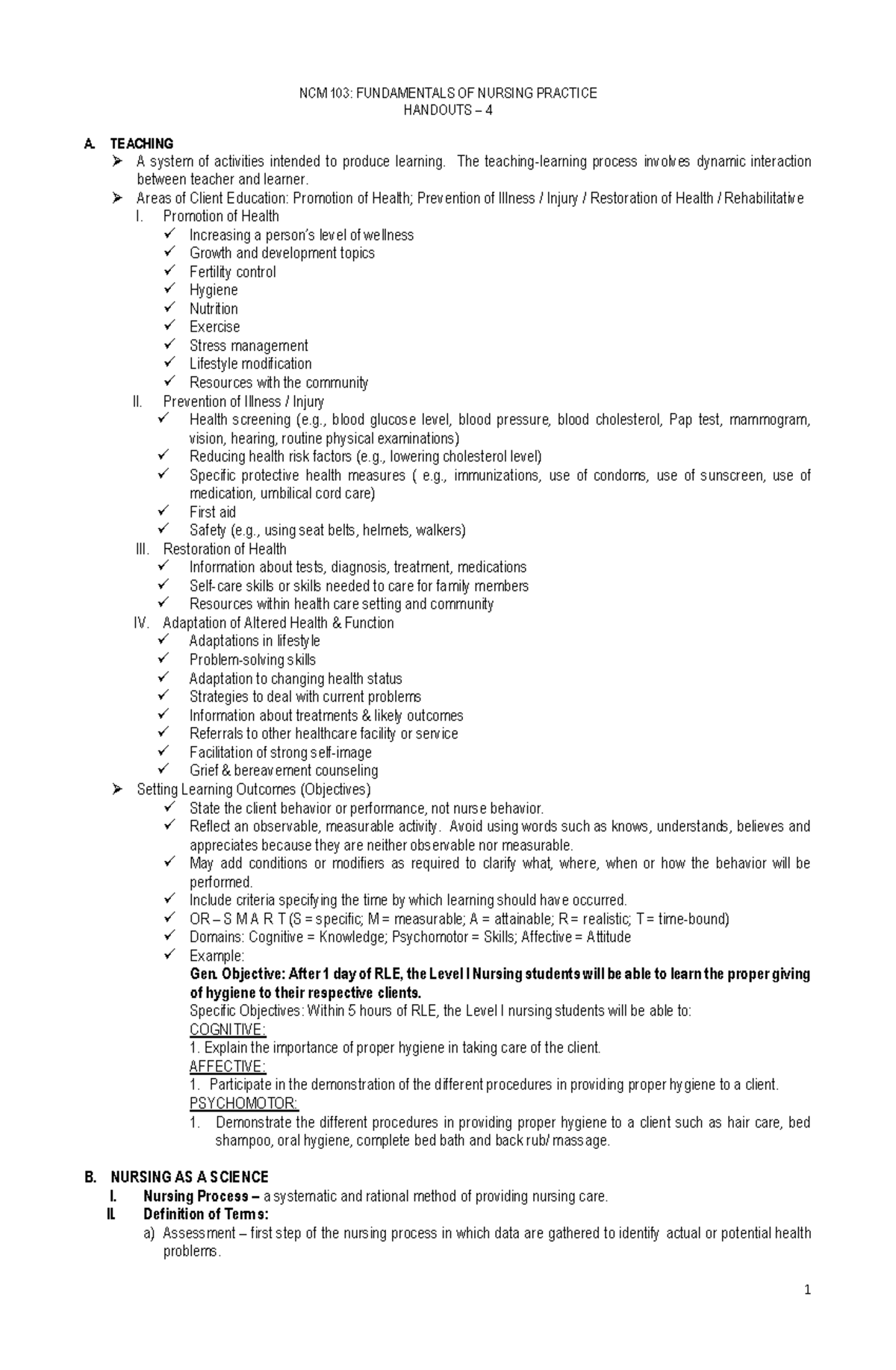 MOD3 - schoolwork - NCM 103: FUNDAMENTALS OF NURSING PRACTICE HANDOUTS ...