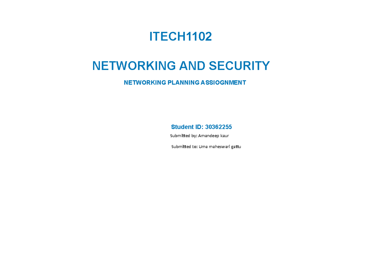 Networking and security - ITECH NETWORKING AND SECURITY NETWORKING ...
