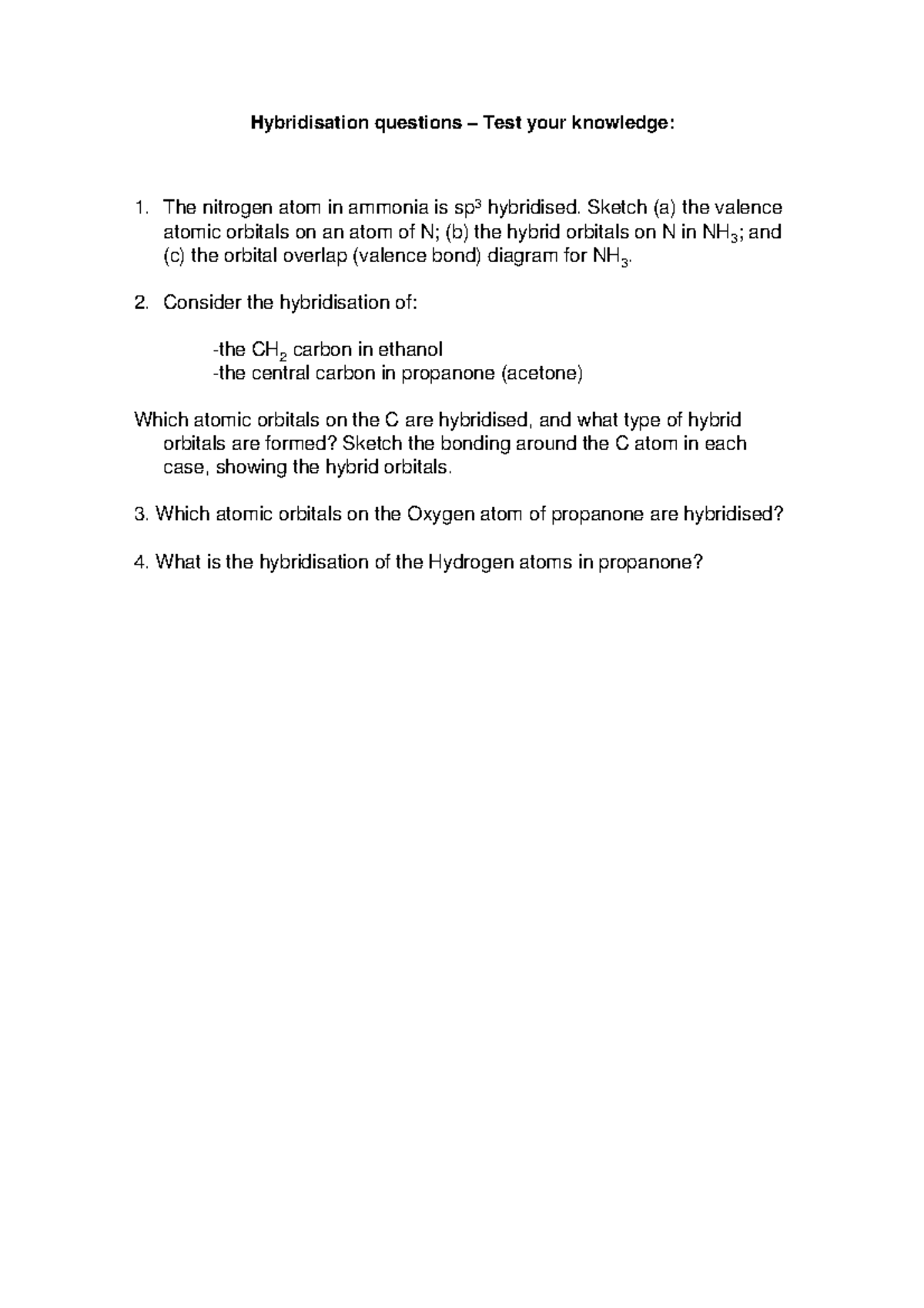 Practice hybridisation questions - Hybridisation questions – Test your ...