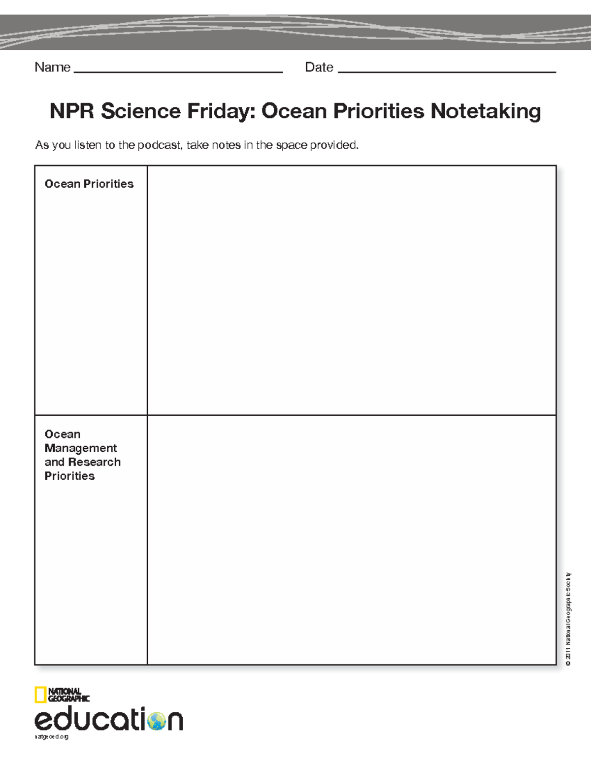 Ocean Priorities Notetaking - Ocean Priorities Ocean Management and ...
