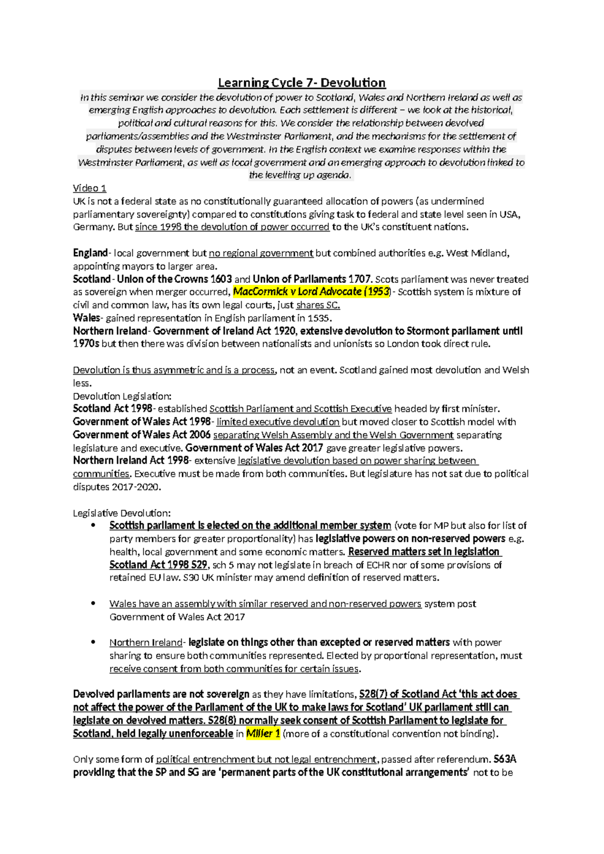Devolution notes - Learning Cycle 7- Devolution In this seminar we ...