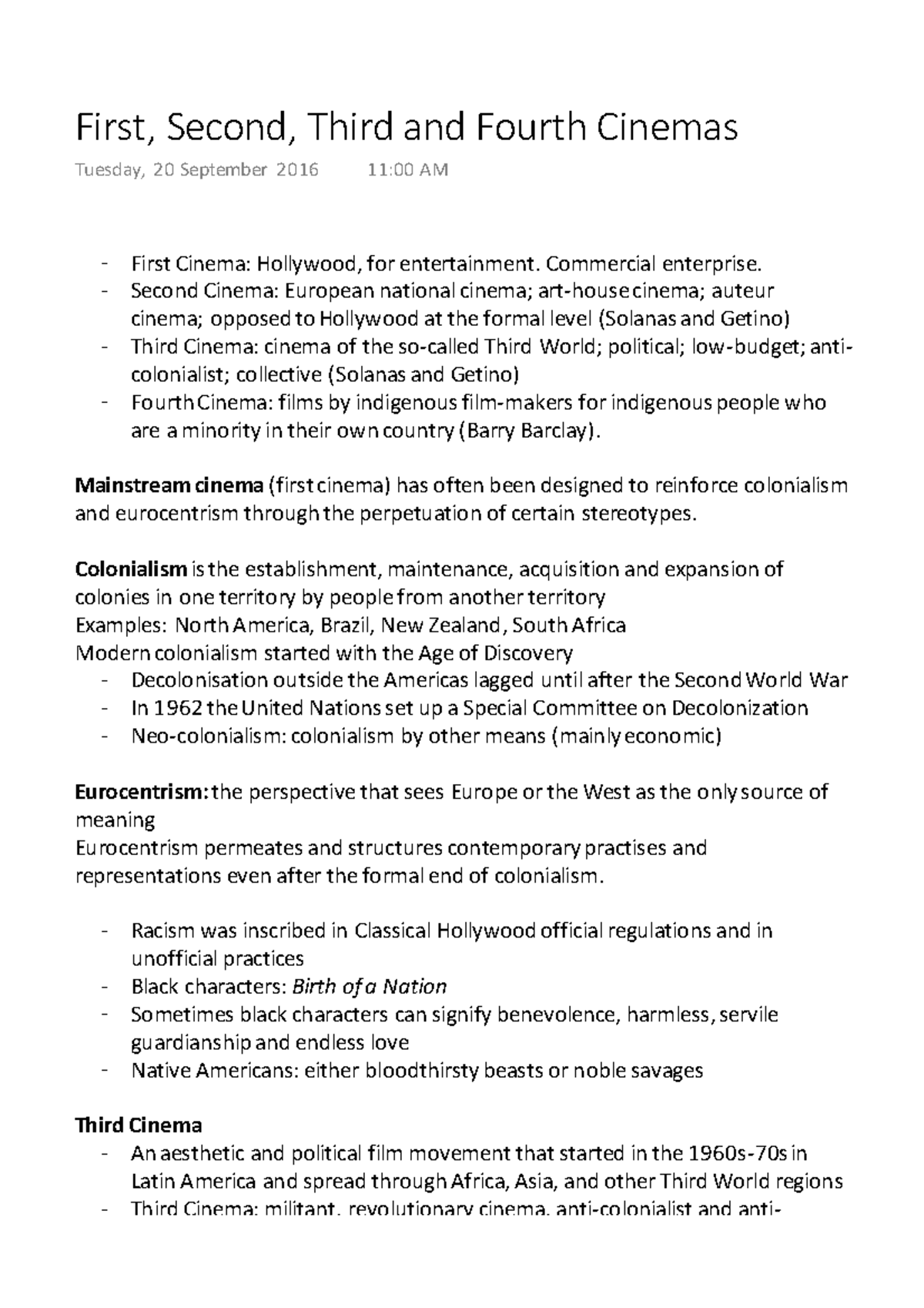 FILM102First, Second, Third and Fourth Cinemas - First, Second, Third ...