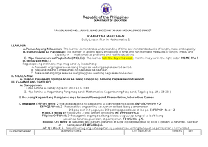 Percentile of Ungrouped Data - Detailed Lesson Plan│ Mathematics 10 I. Objectives A. Content ...