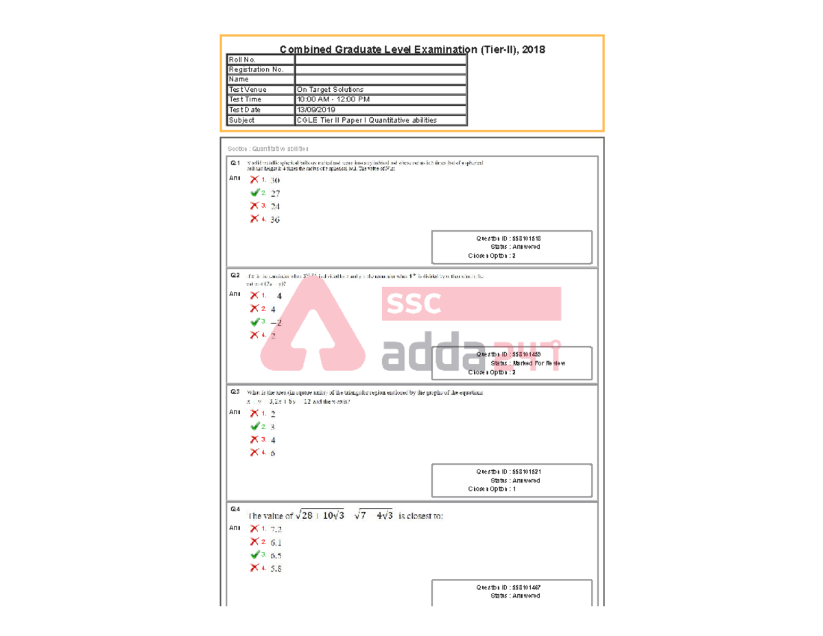 13-Maths - This contains question paper of staff selection commission ...