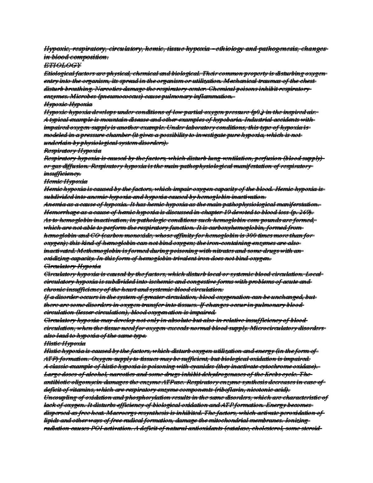 Hypoxia - Hypoxic, respiratory, circulatory, hemic, tissue hypoxia ...
