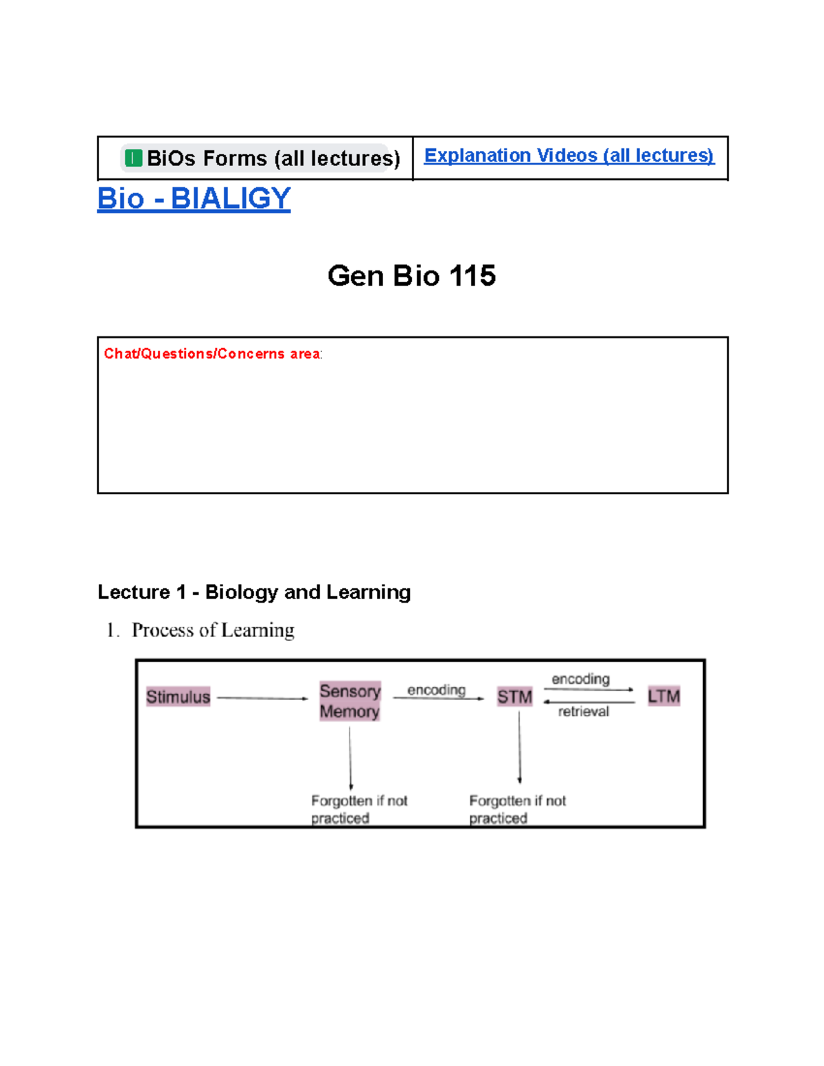 Gen Bio 115 study guide (all lectures) - BiOs Forms (all lectures ...