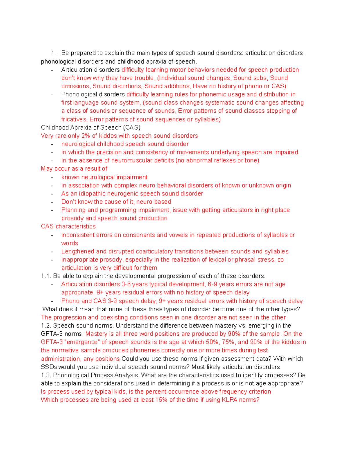 Study guide - Be prepared to explain the main types of speech sound ...