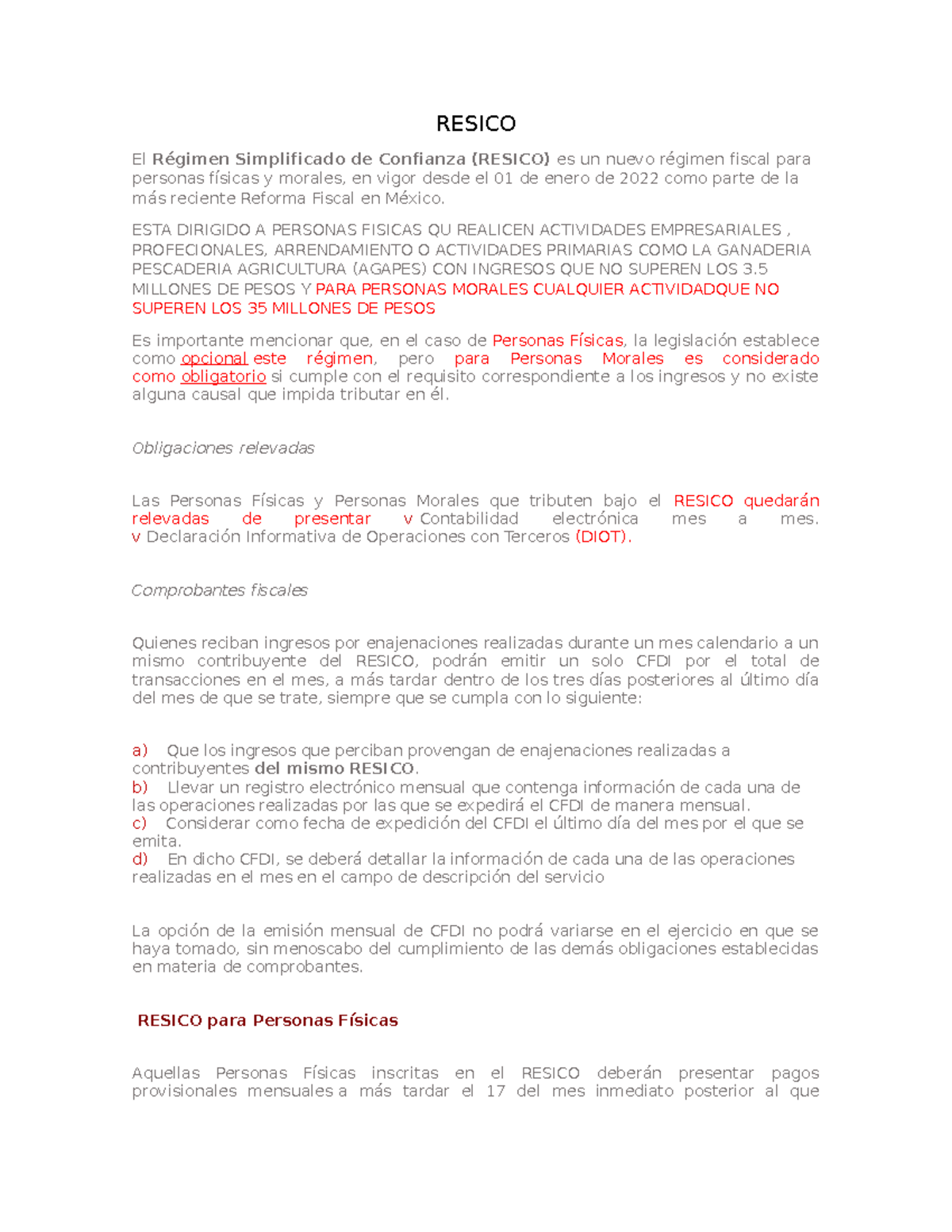 Resico - REGIMEN SIMPLIFICADO DE CONFIANZA - RESICO El Régimen ...