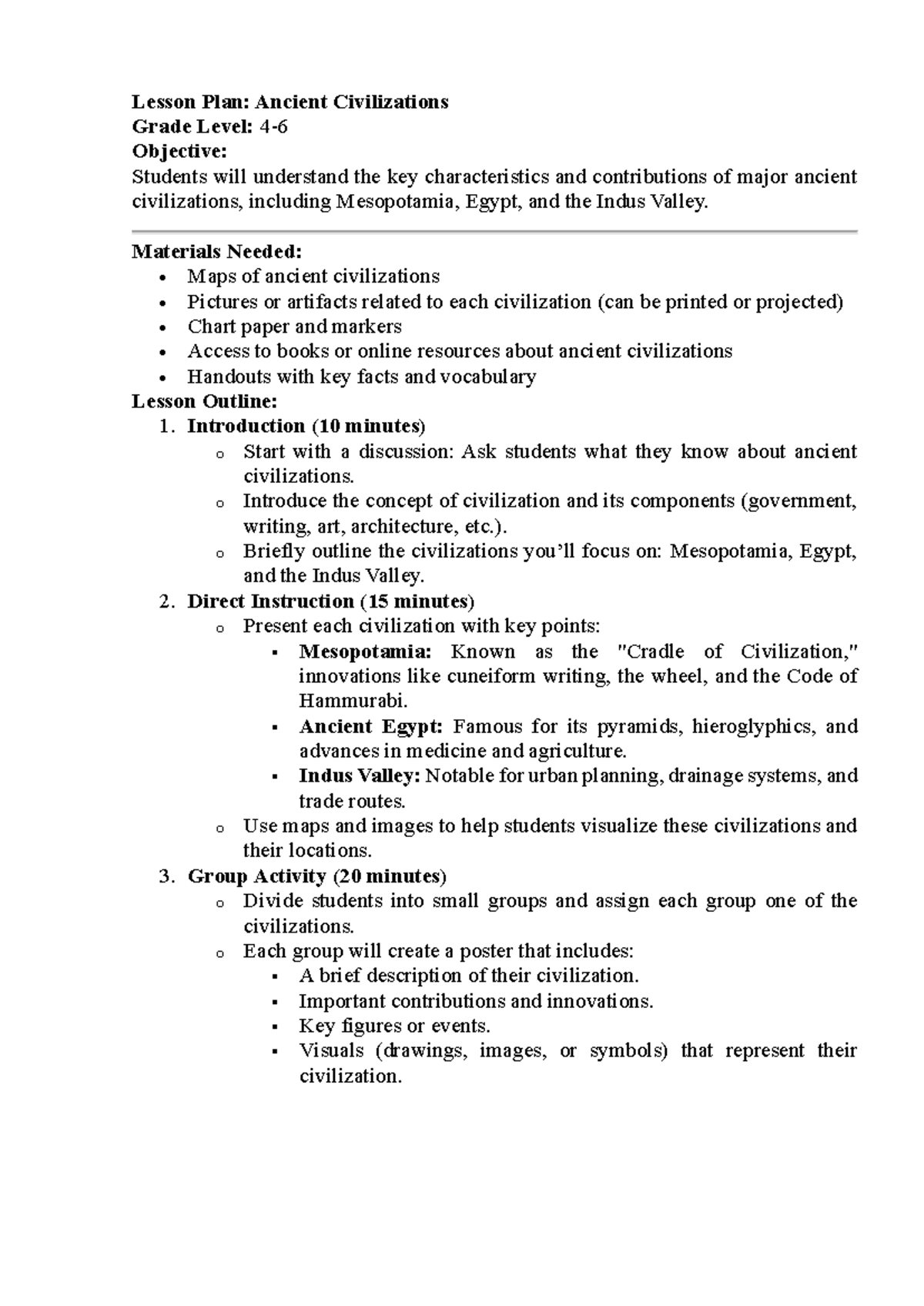 Lesson 6 - NANANANANANANA - Lesson Plan: Ancient Civilizations Grade ...
