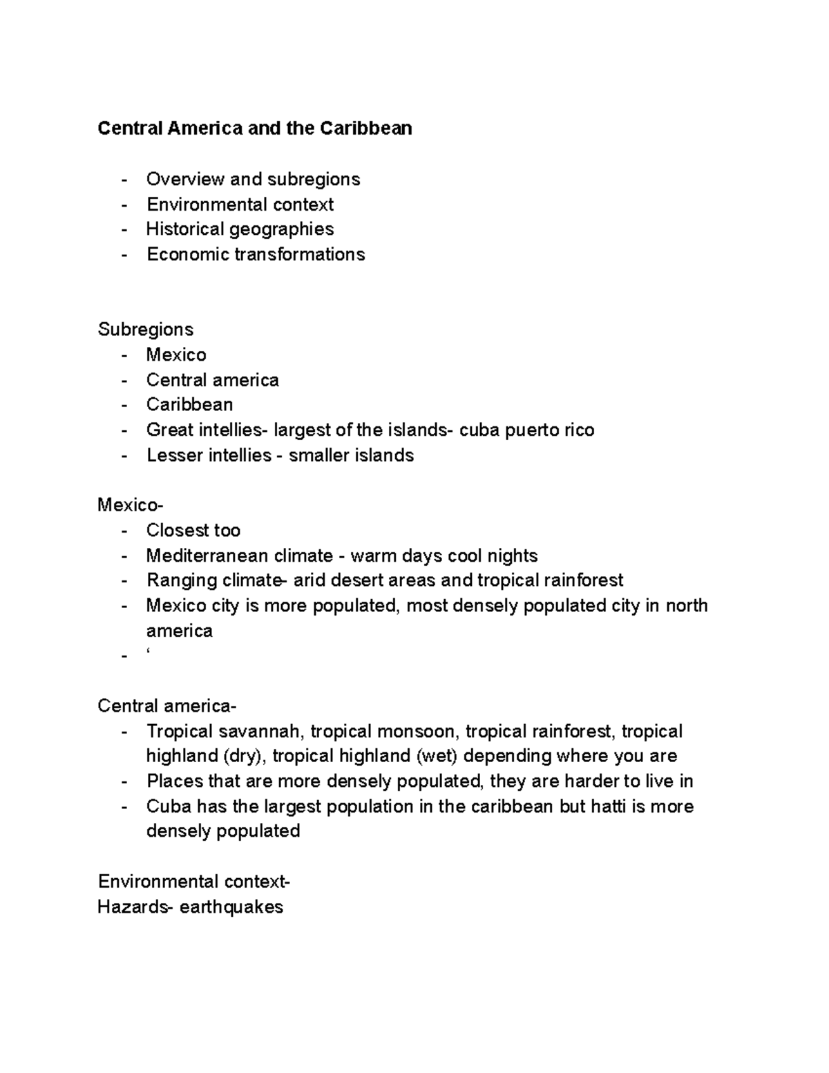 Central america and the caribbean - Central America and the Caribbean ...