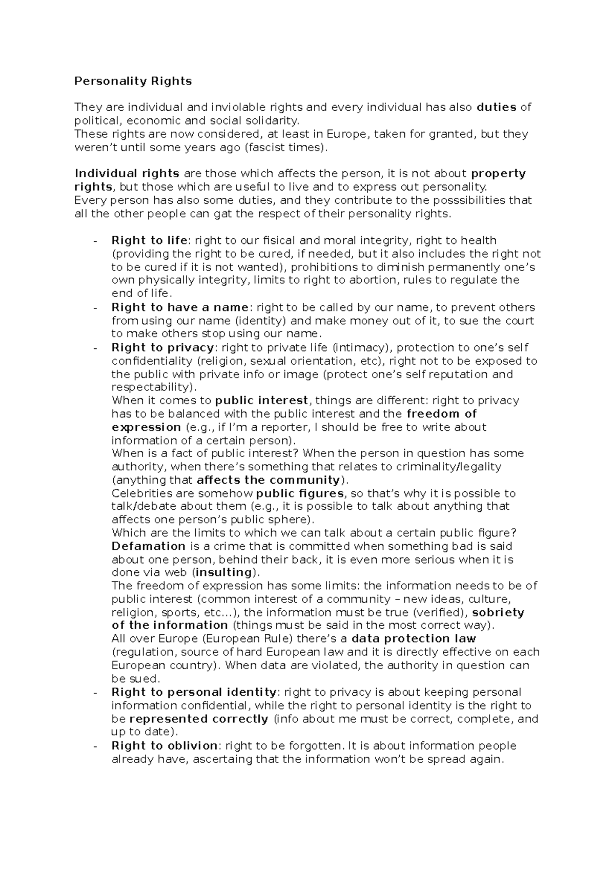 4 Personality Rights - Personality Rights They are individual and ...