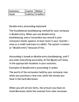 Exercise 02 - Basic accounting - Exercise 2 Double Entry Bookkeeping ...