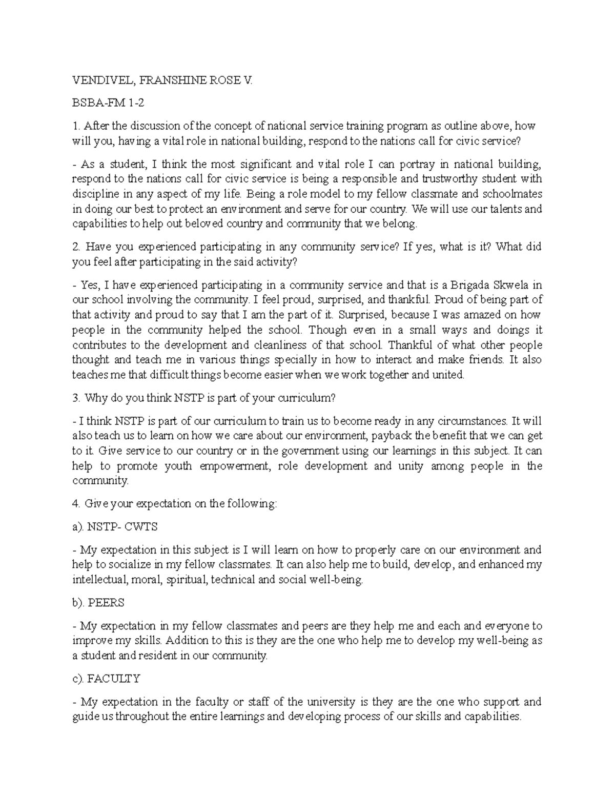 Vendive NSTP-CWTS - assignment about the introduction and background of ...