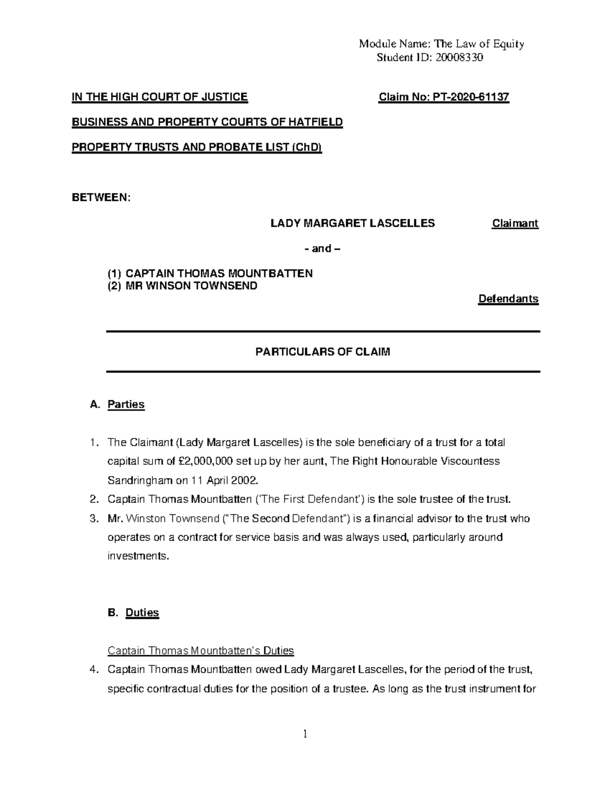 6LAW1137-0905-2020 - The Law of Equity(freezing injunctions) - Student ...