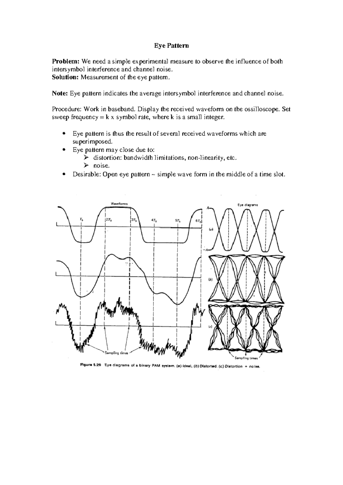 Eye Pattern - Notes - Eye Pattern Problem: We need a simple ...
