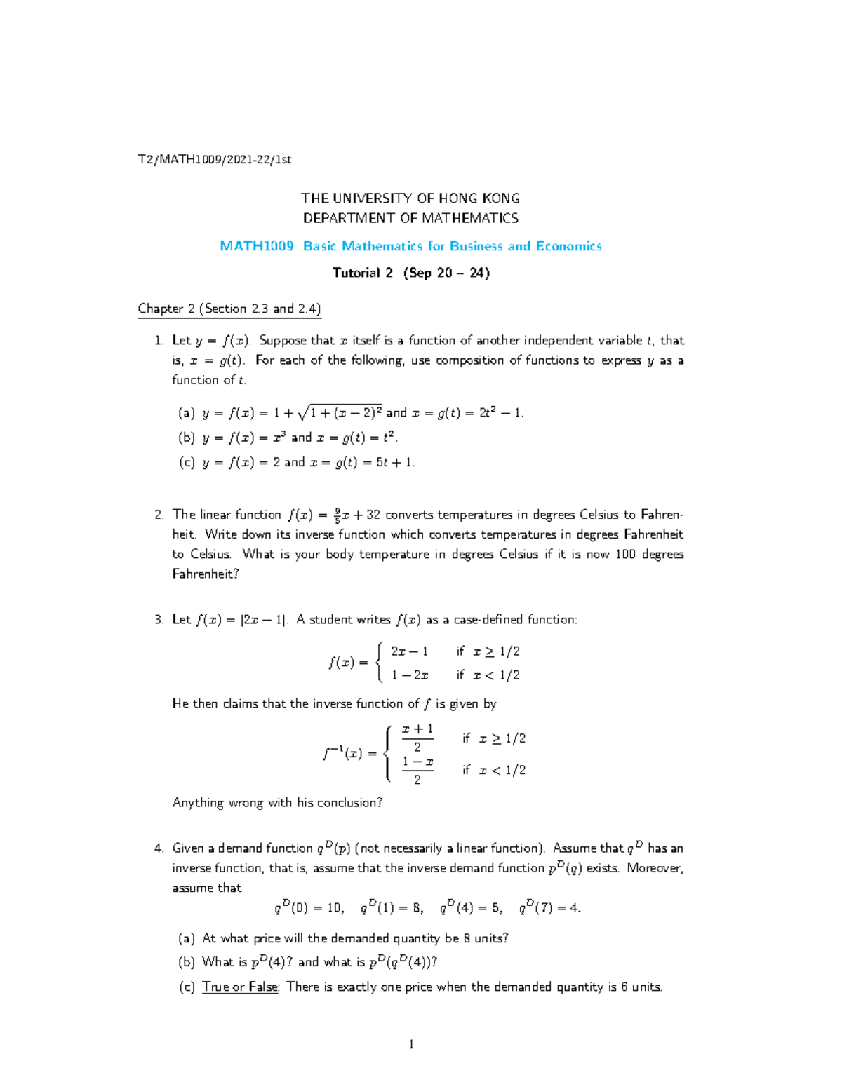 Tutorial 2(1009)(21-22 First)Tutorial 2(1009)(21-22 First) - T2 ...