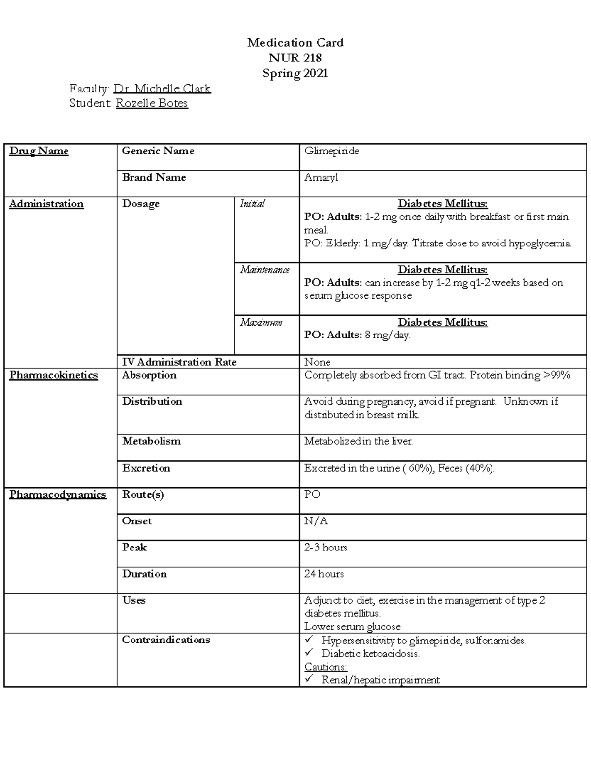 Med card 10 - Medication card - Medication Card NUR 218 Spring 2021 ...