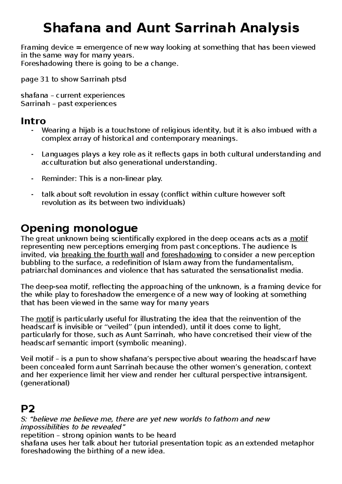 Shafana and Aunt Sarrinah analysis - Shafana and Aunt Sarrinah Analysis ...