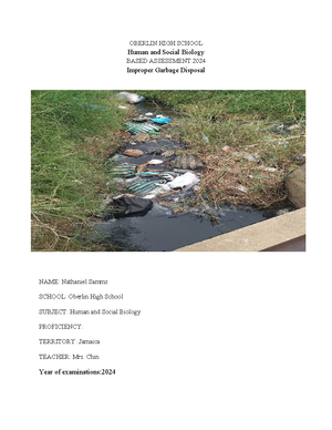 HSB SBA - This is a sample - OBERLIN HIGH SCHOOL Human and Social ...