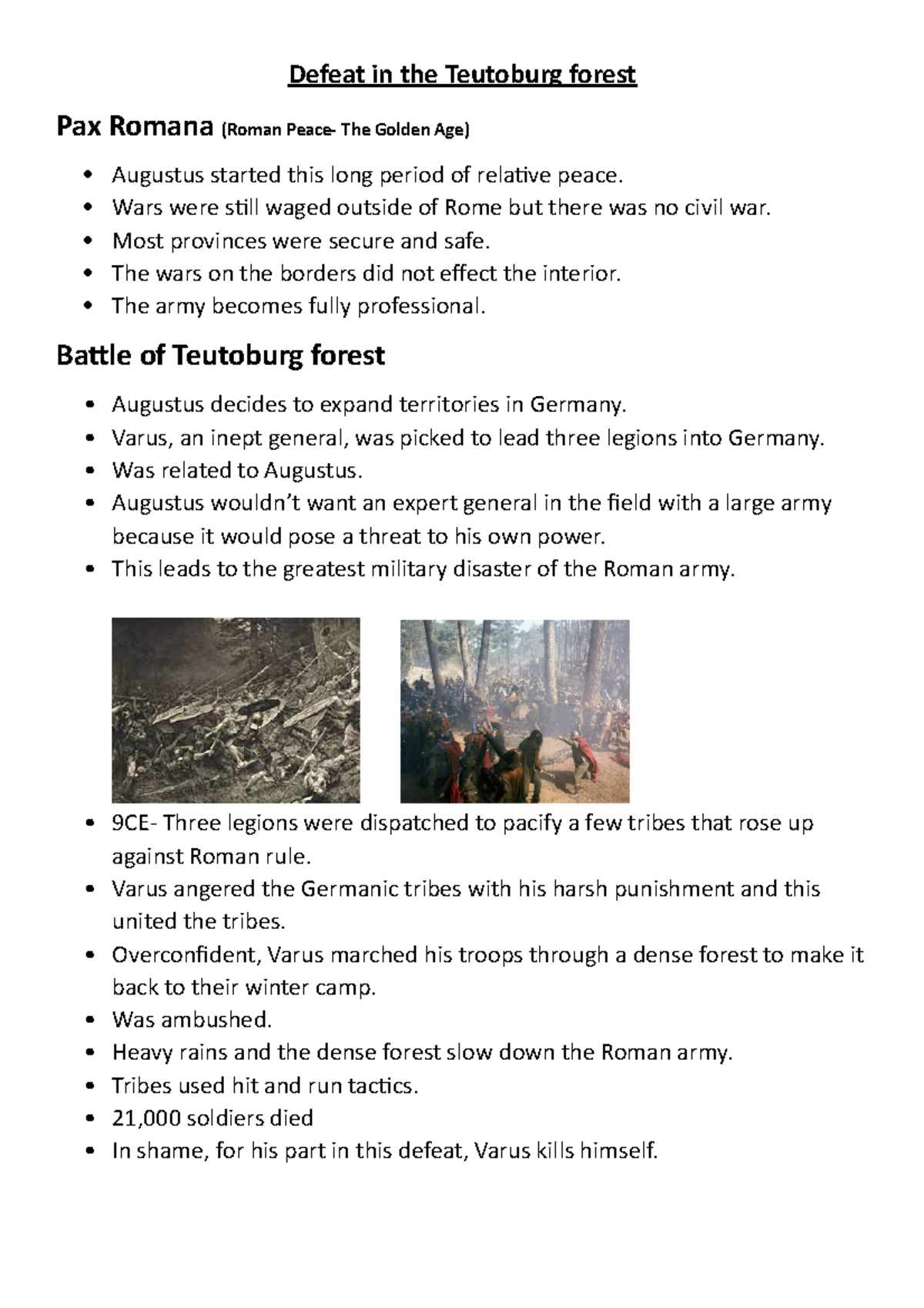 Augustus Reforms - Defeat in the Teutoburg forest Pax Romana (Roman ...