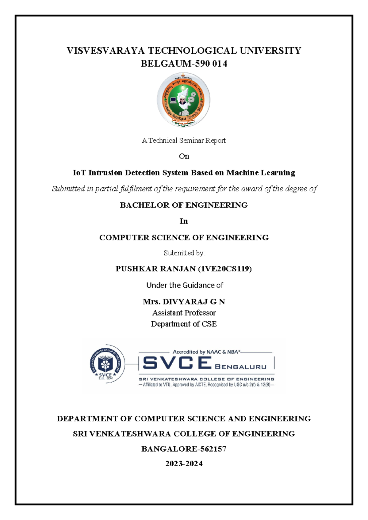 Report PR - VISVESVARAYA TECHNOLOGICAL UNIVERSITY BELGAUM-590 014 A ...