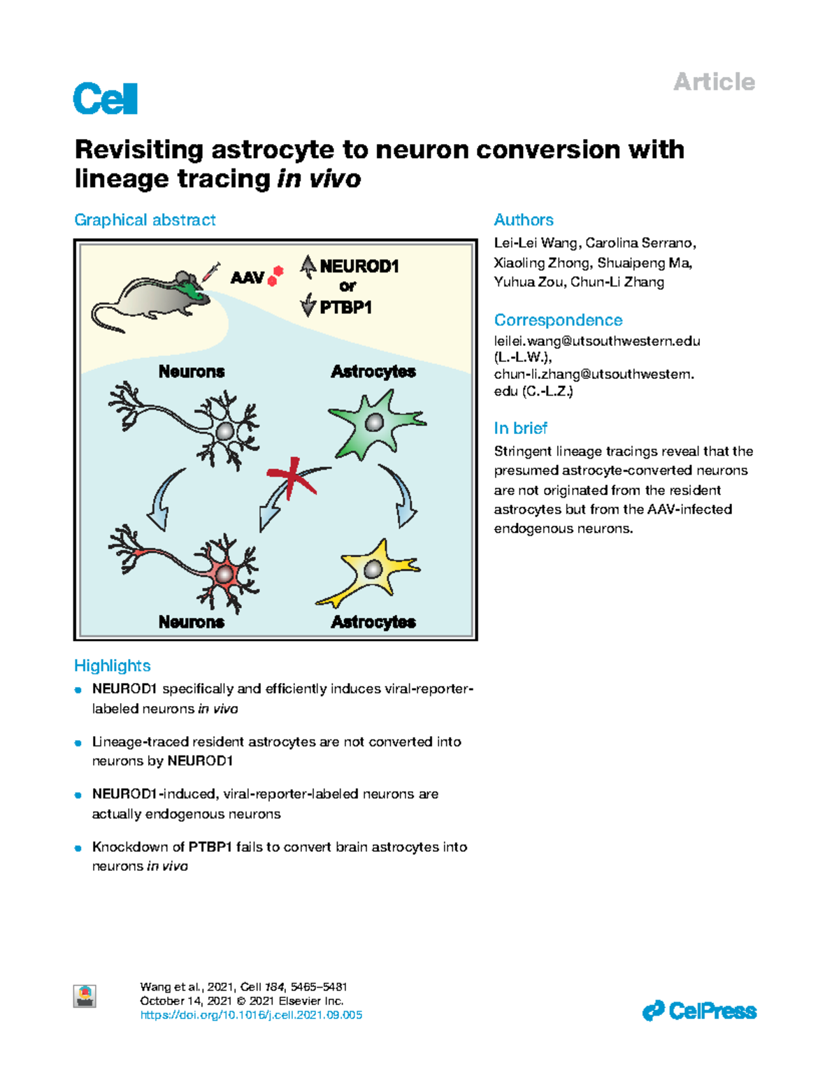 Wang et al Cell 2021 - asdasdasdasd - Article Revisiting astrocyte to ...