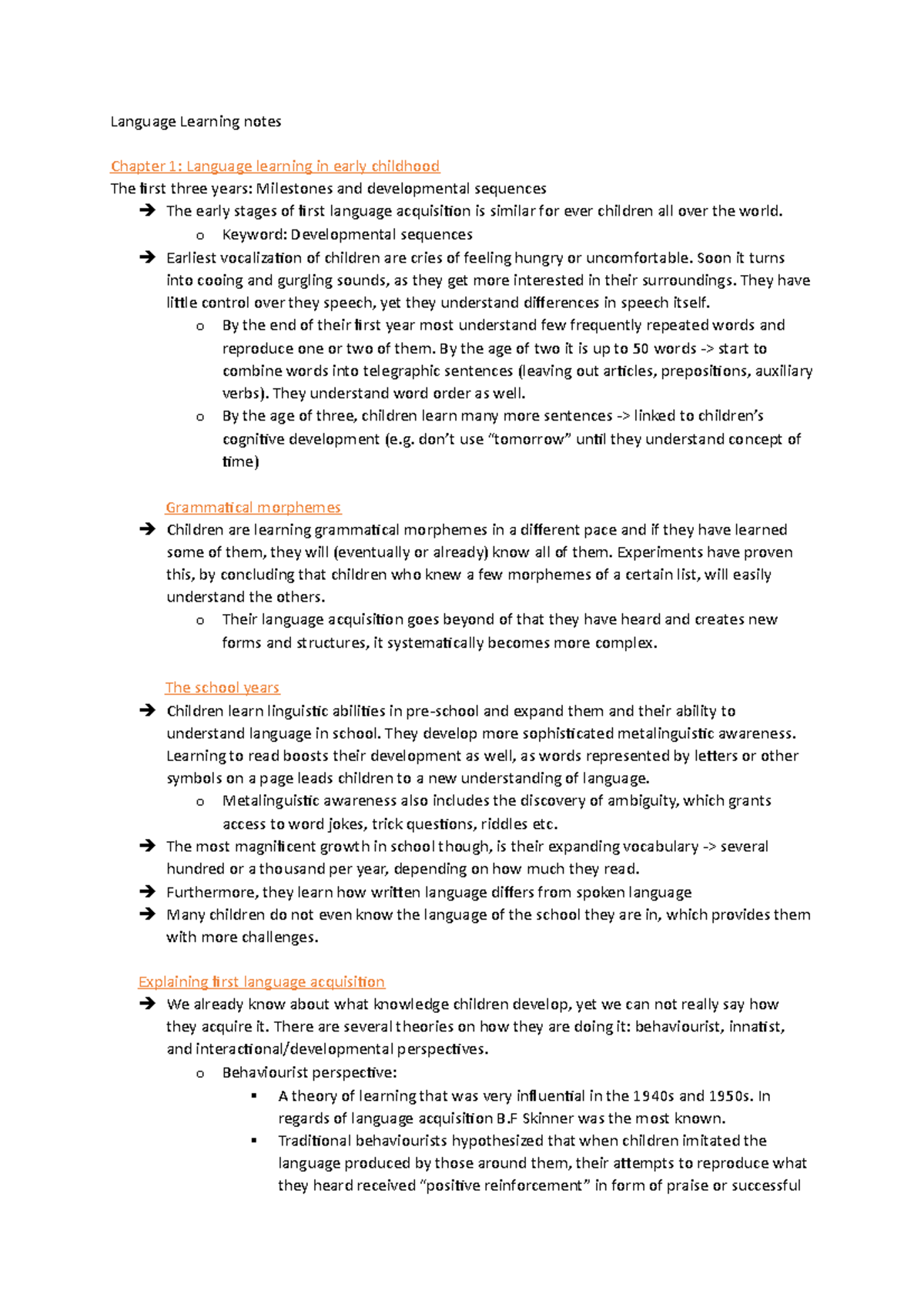 Language Learning Summary - Language Learning notes Chapter 1: Language ...