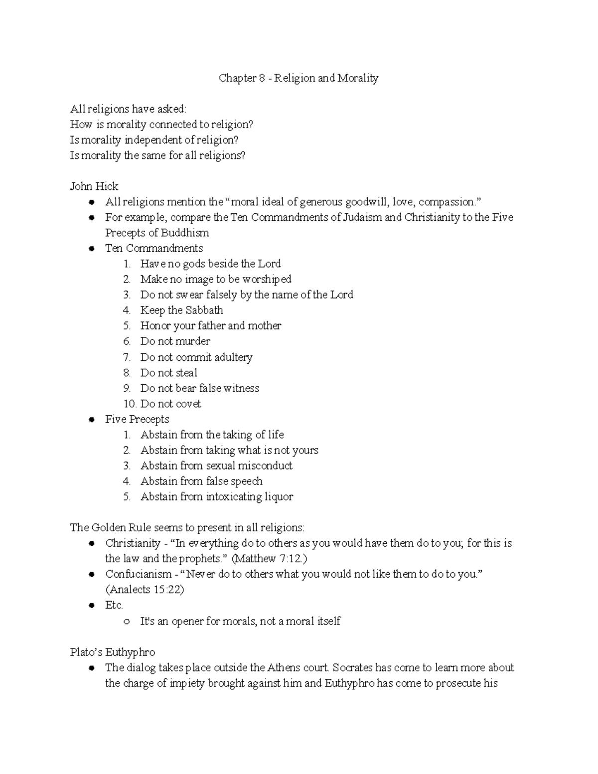 Chapter 8 - Religion and Morality - Chapter 8 - Religion and Morality ...