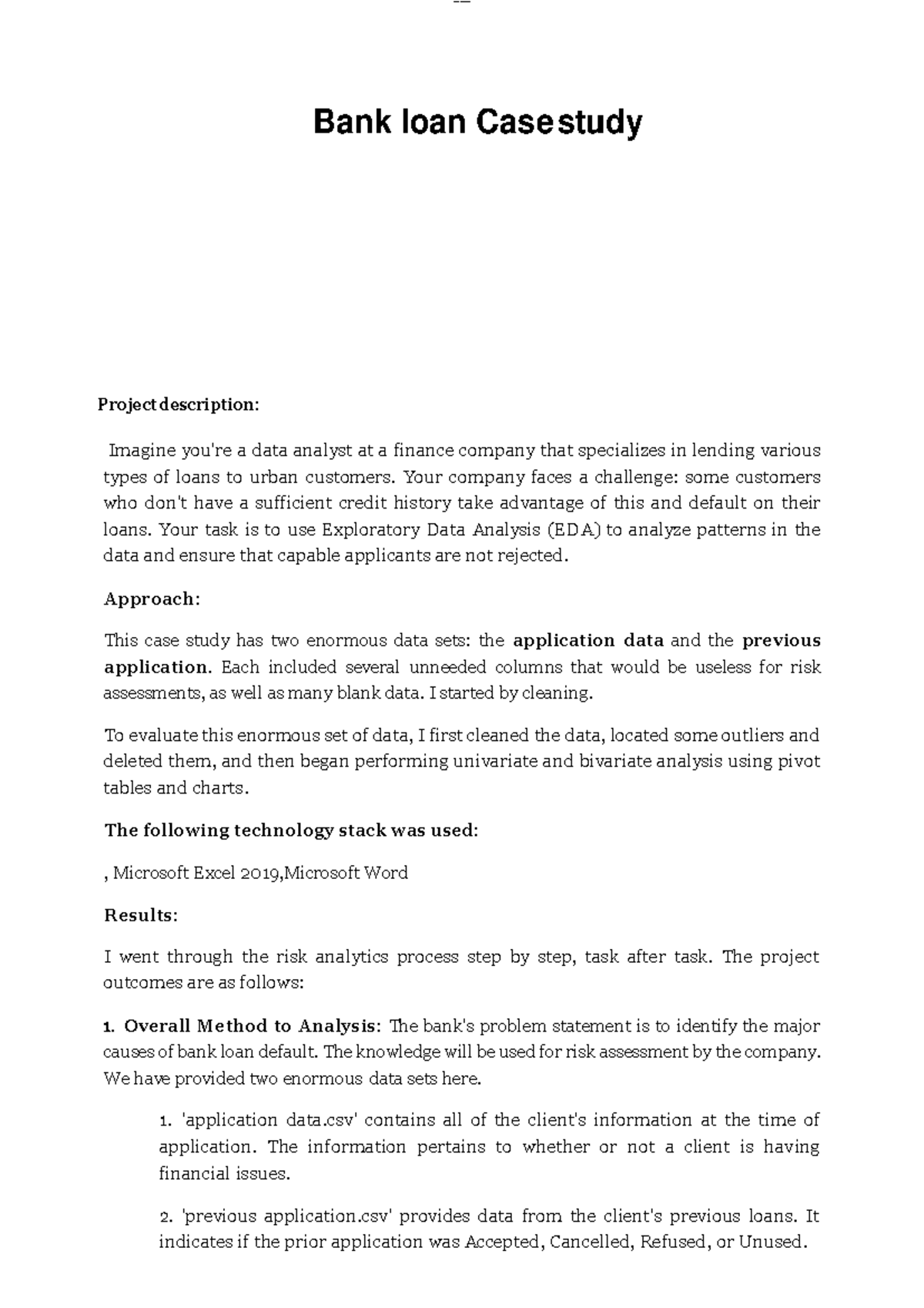 Project 6 bank loan case study - Project description: Bank loan Case study Imagine you're a data ...