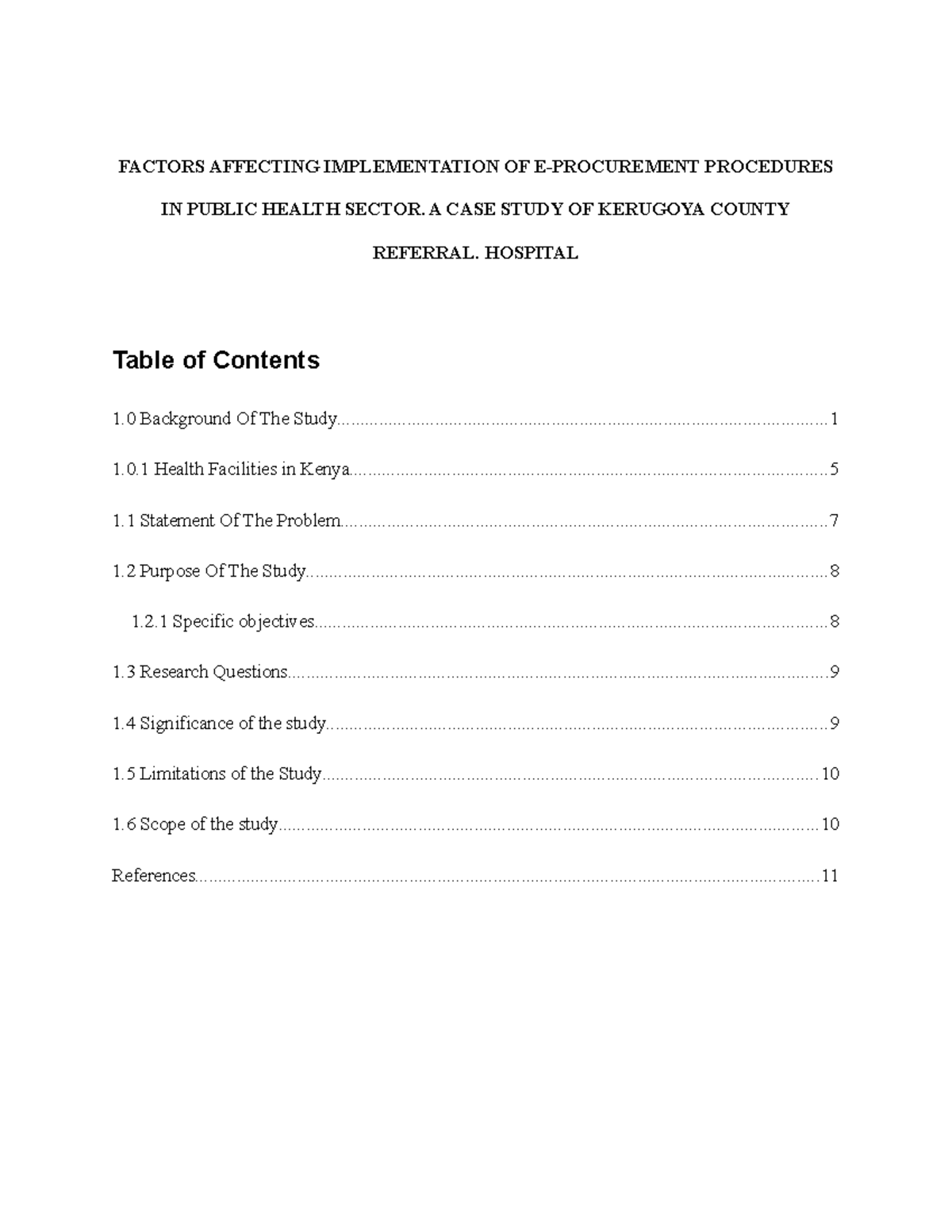 Chapter ONE Revised - FACTORS AFFECTING IMPLEMENTATION OF E-PROCUREMENT PROCEDURES IN PUBLIC ...