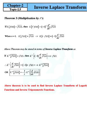 Inverse Laplace transform 5 - Chapter- Topic-2. Inverse Laplace Transform Convolution Theorem ...