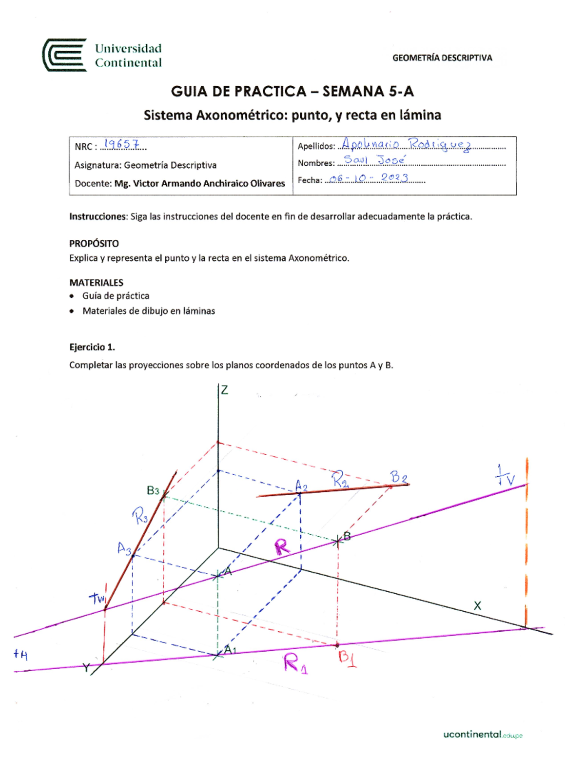 Practica 11 DE GEOMETRIA DESCRIPTIVA - Universidad Continental GEOMETRÍA DESCRIPTIVA GUIA DE ...