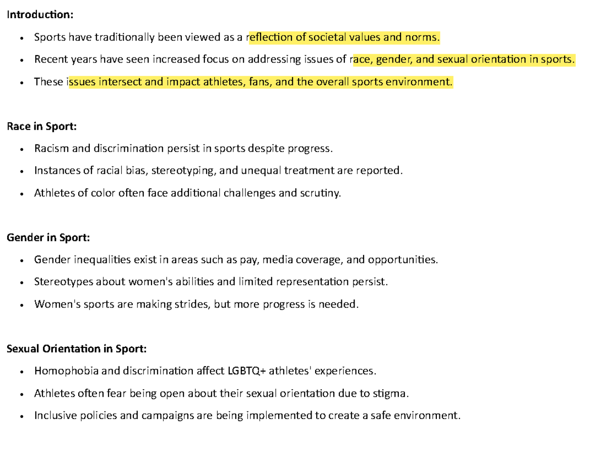 Sp unit 1, 2 part 3 - Sp unit 1, 2 part 5 - Introduction: Sports have ...
