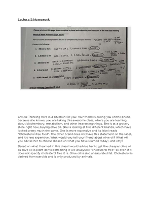 EMB Homework 2 - EMB HWK - Name: HOMEWORK FOR LECTURE 2 Please print ...