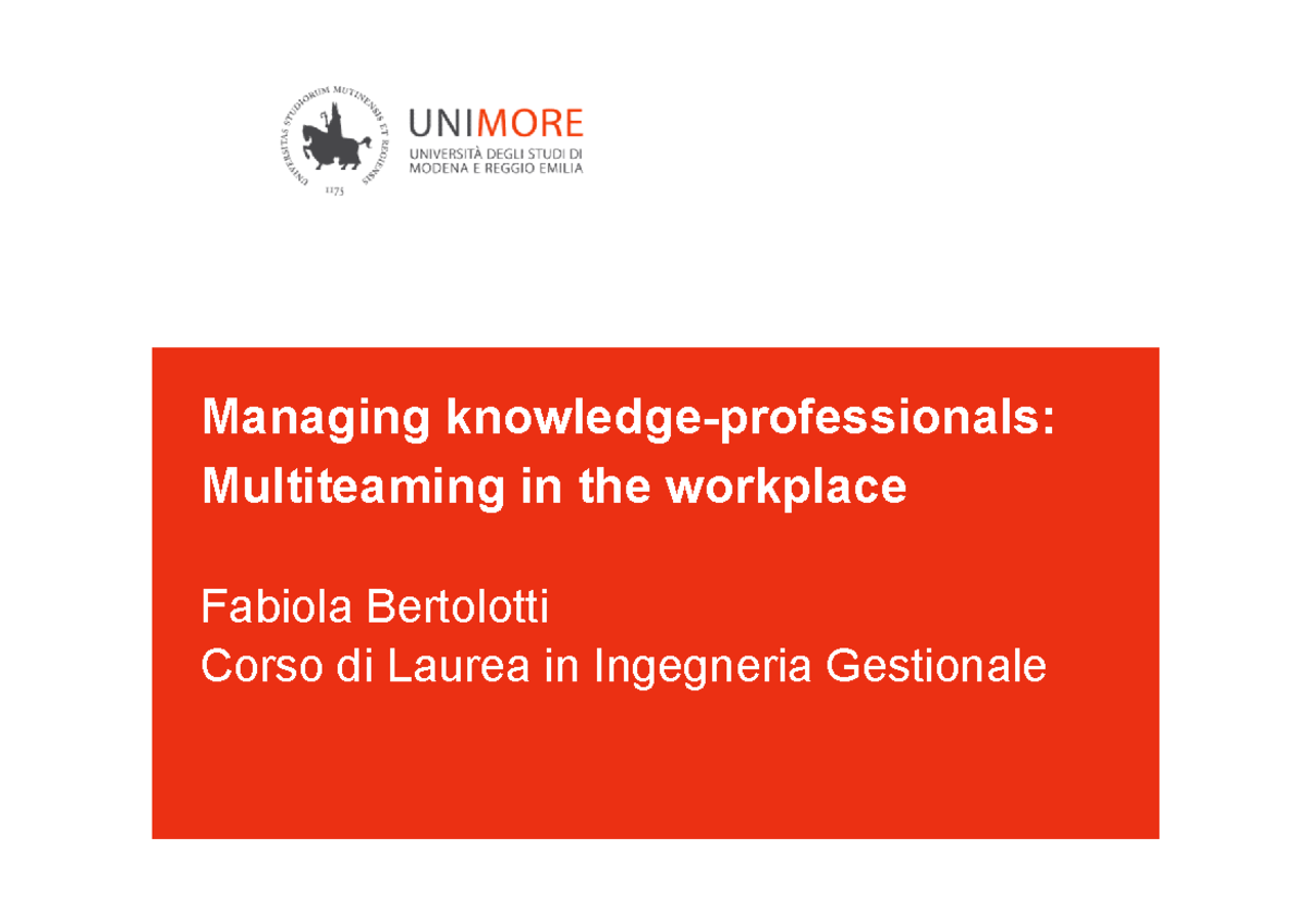 Multiple Team Membership - Managing knowledge-professionals ...