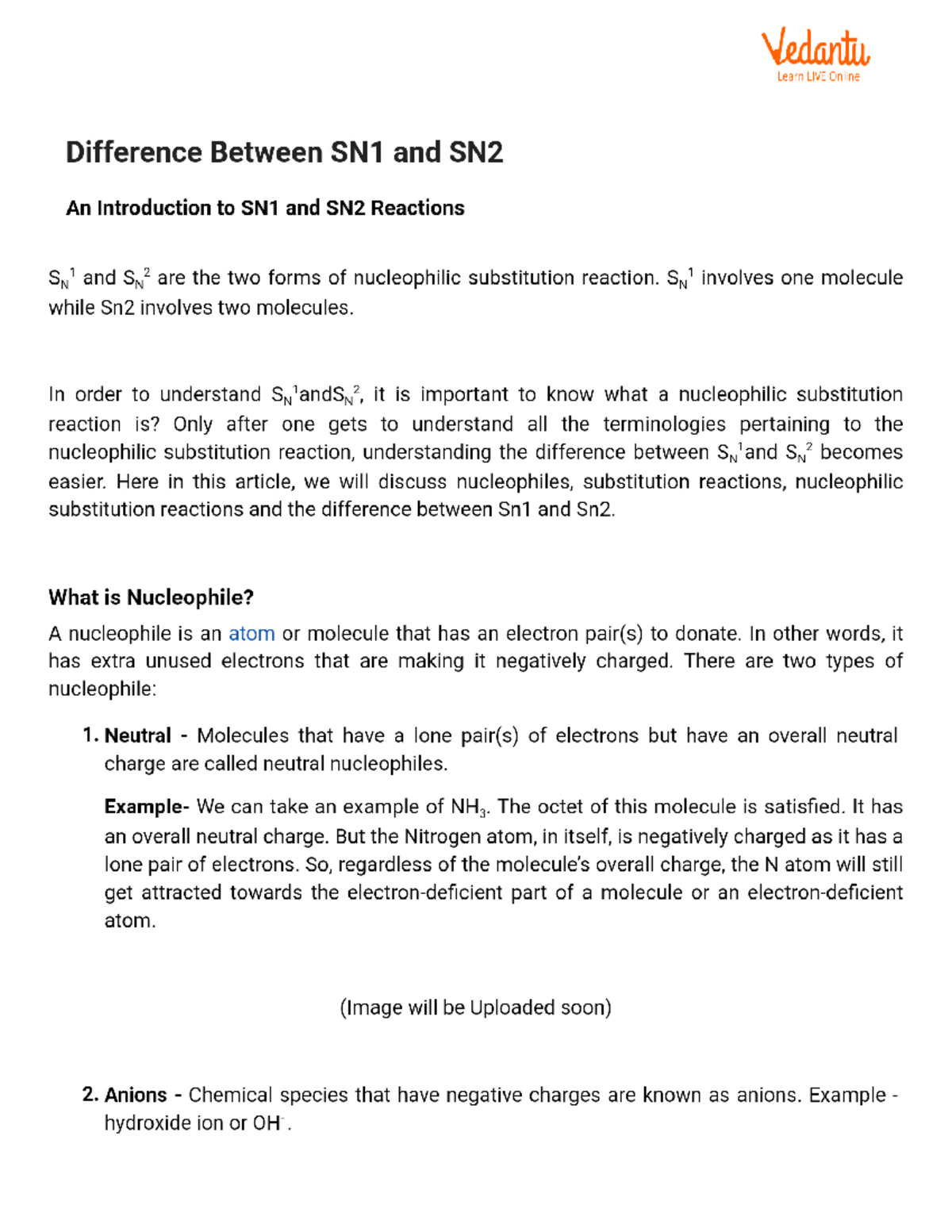 Difference Between SN1 and SN2 - b.pharmacy - Studocu