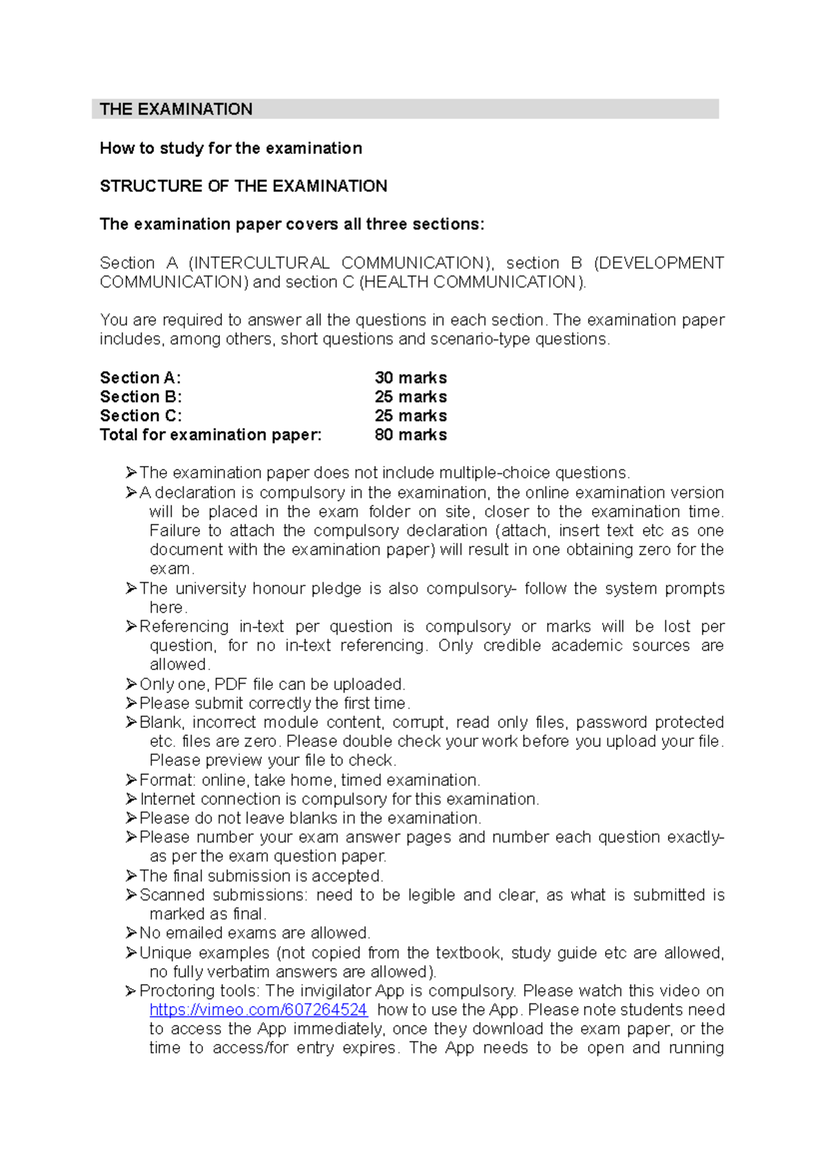 COM 2603 Revision And Scope THE EXAMINATION How To Study For The