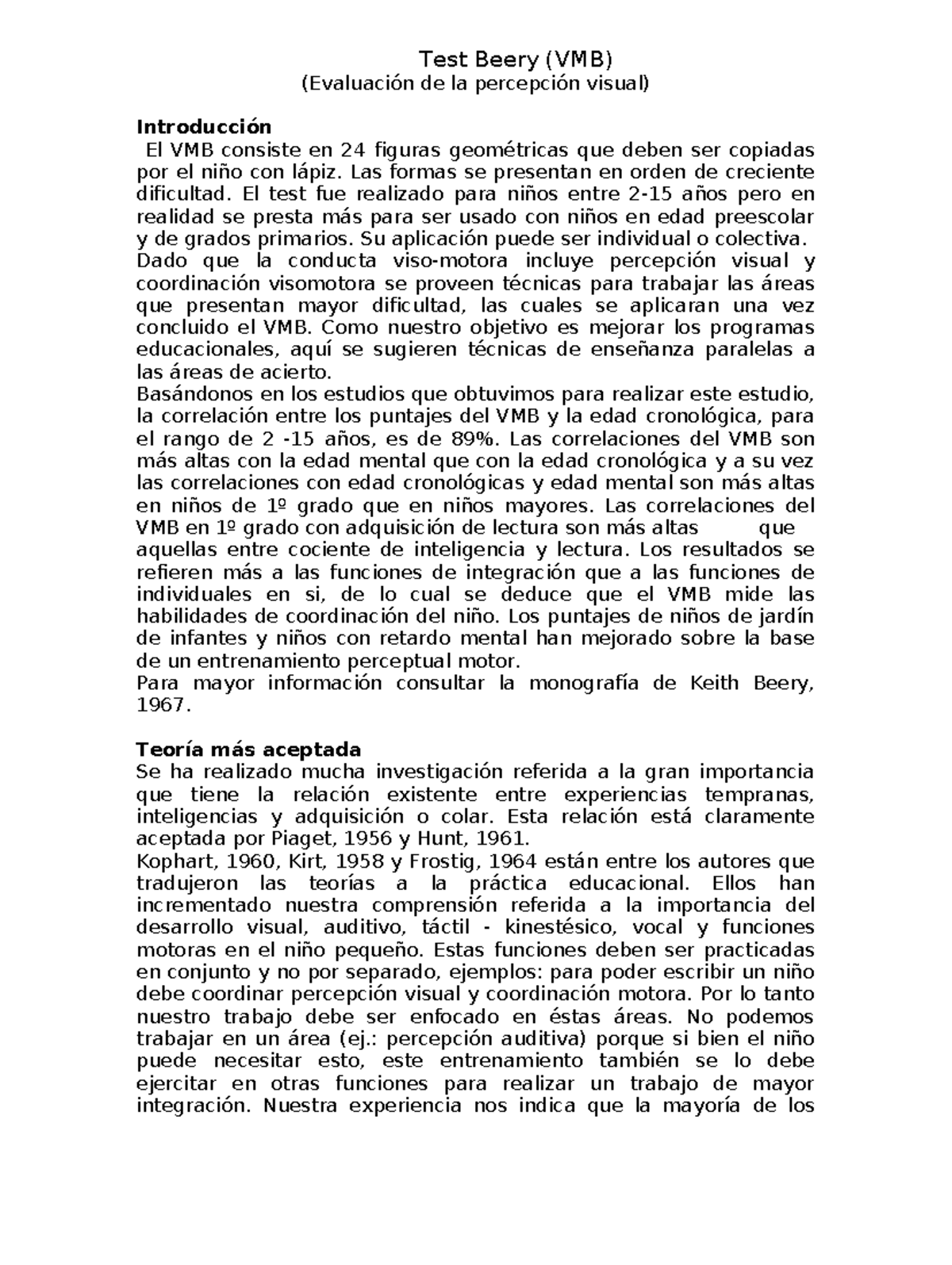 Test de Beery - Para la aplicación en niños - Test Beery (VMB ...