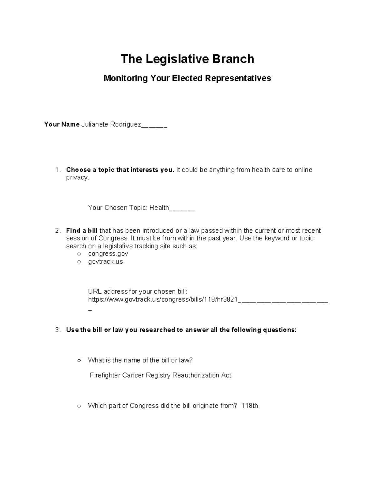 2.02 US GOV V23 Assignmetn Template - The Legislative Branch Monitoring ...