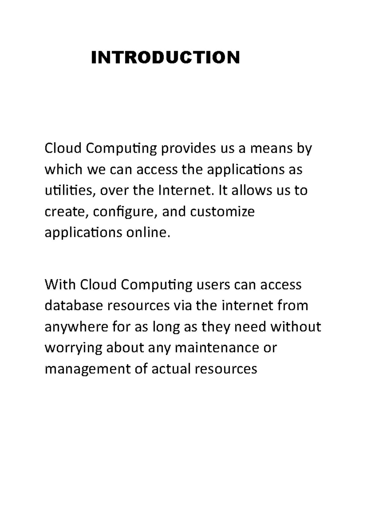 Introduction To Cloud Computing Introduction Cloud Computing Provides 0181