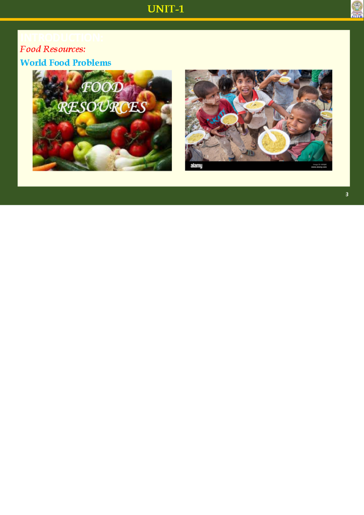 ES6 - Notes - UNIT- INTRODUCTION: Food Resources: World Food Problems ...