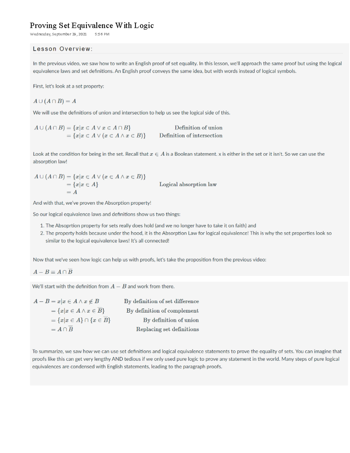 Proving Set Equivalence With Logic - CS 1800 - Deprecated API usage: The SVG back-end is no ...