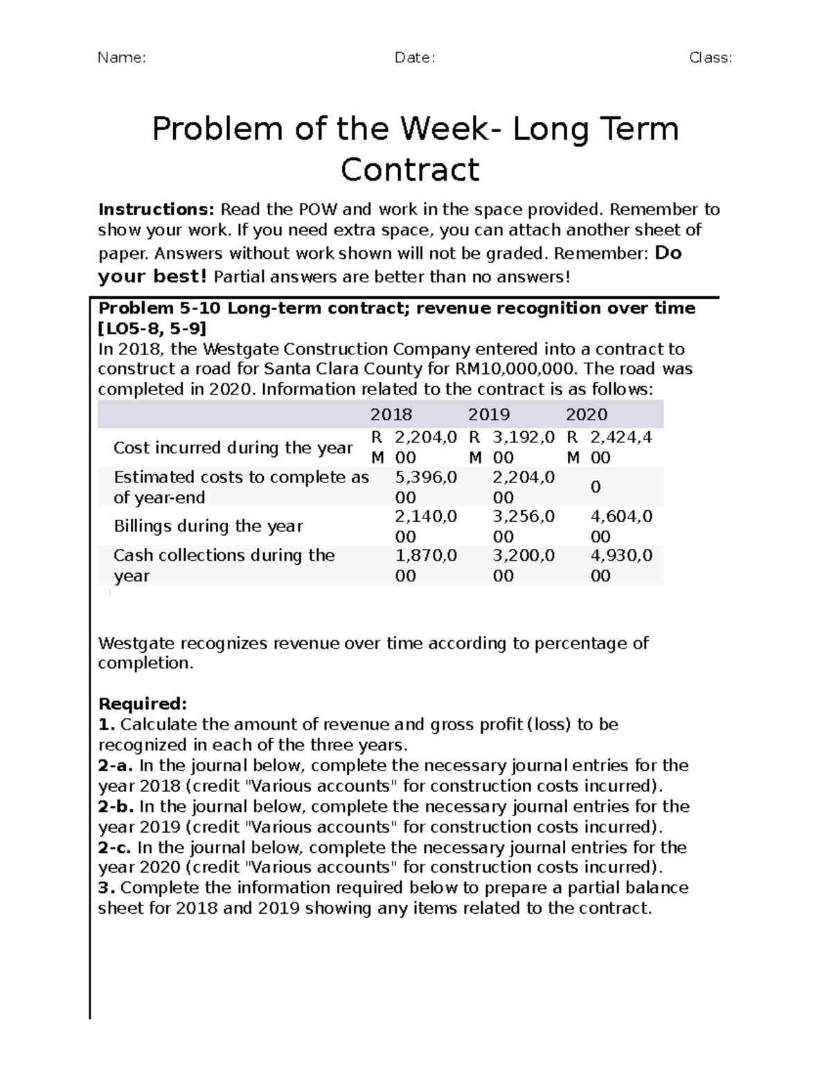 Problem of the Week 4 - Exercise - Problem of the Week- Long Term ...