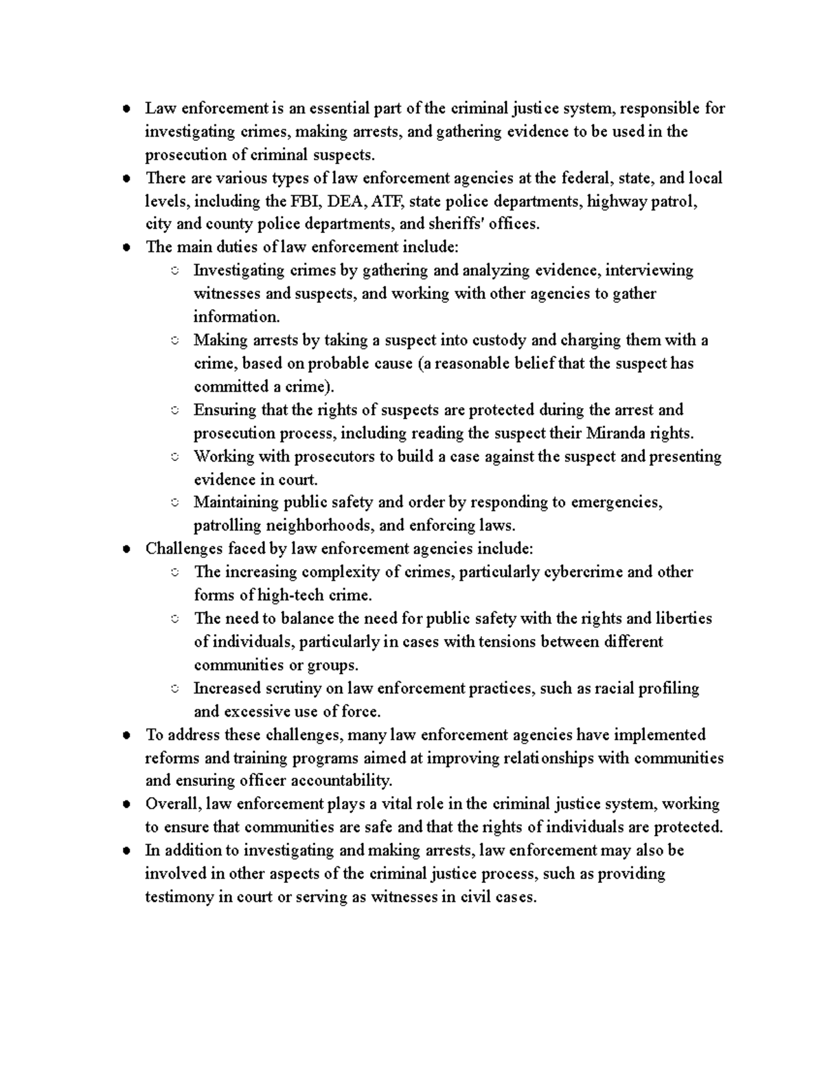 Law Enforcement Notes - Law enforcement is an essential part of the ...