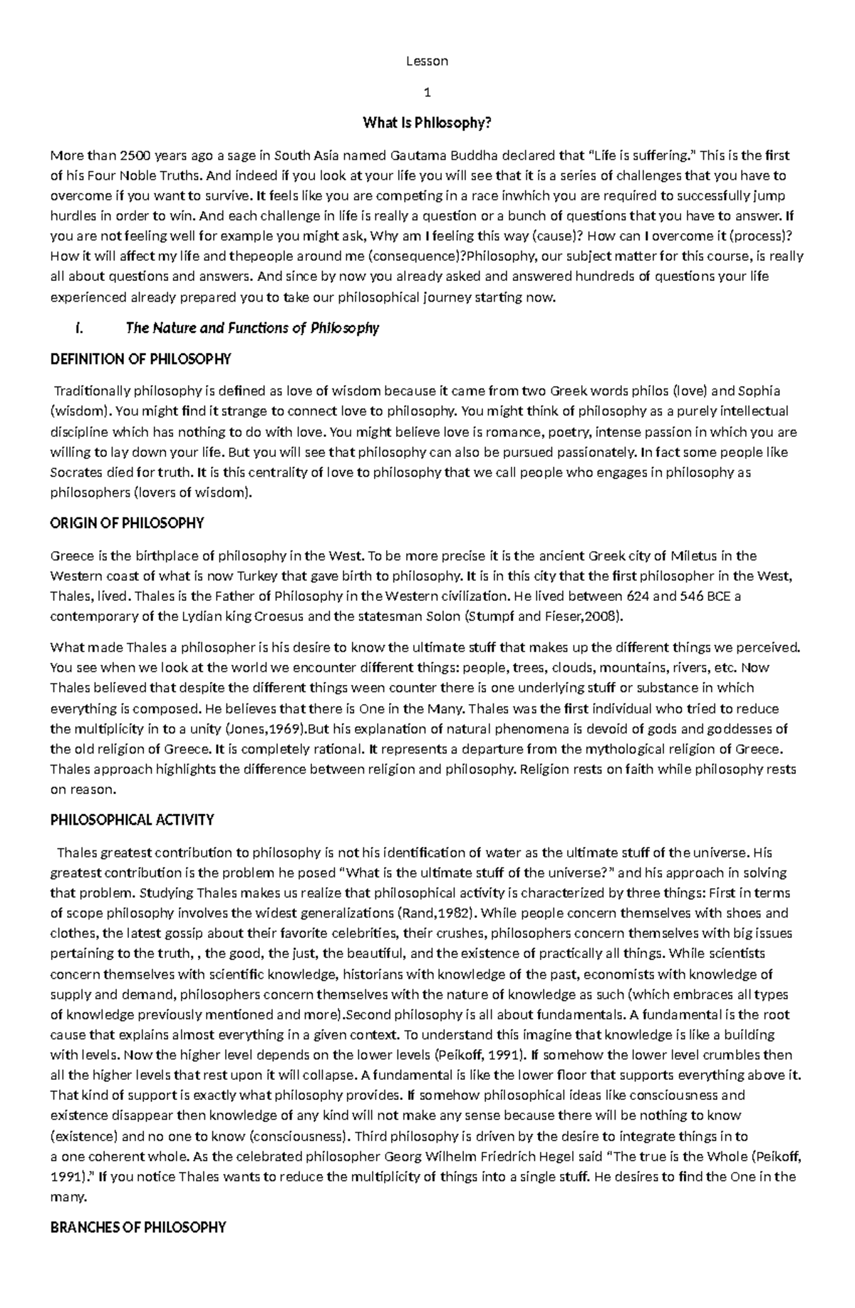 Module 1 - Lesson 1 What is Philosophy? More than 2500 years ago a sage ...